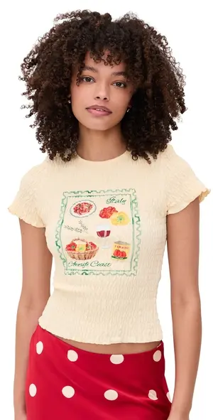 BAILEY ROSE Printed Shirred Tee