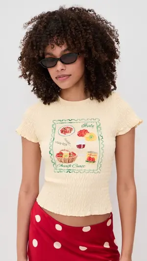 BAILEY ROSE Printed Shirred Tee