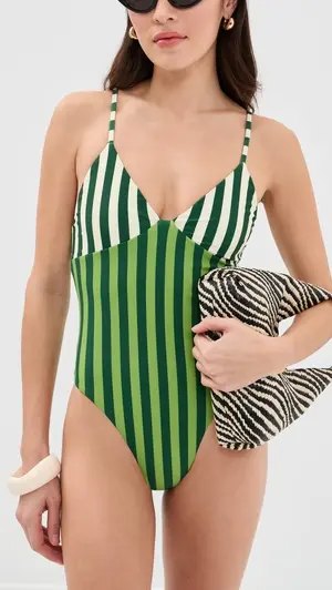 SIMONMILLER Behati One-piece Swimsuit - Green Stripe Combo