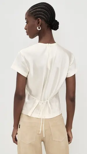 Helmut Lang Silk Satin Tee - Ivory