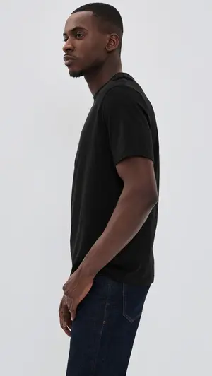 FRAME Short Sleeve Light Cotton Tee - Black