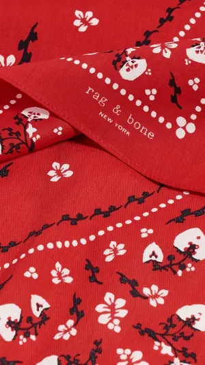 Rag & Bone Floral Western Bandana Scarf - Red