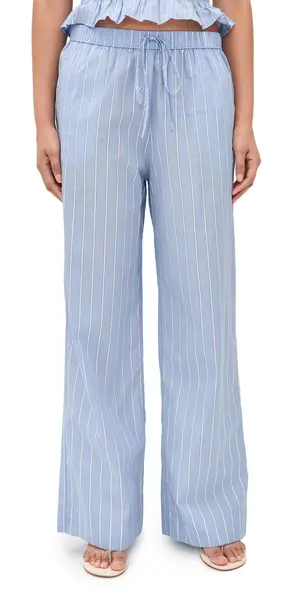 NIA Khonny Striped Poplin Pants - Chambray