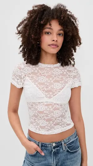 Alice + Olivia Tess Lace Tee