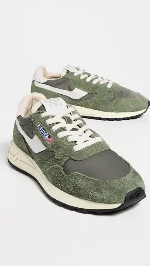 AUTRY Reelwind Low Nylon Suede Sneakers - Nylon/crack Wht/sage