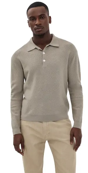 FRAME Long Sleeve Polo Sweater