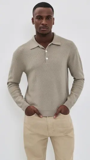 FRAME Long Sleeve Polo Sweater