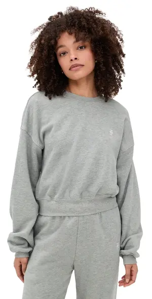 Eterne Cropped Crewneck Sweatshirt - Heather Grey