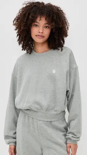 Eterne Cropped Crewneck Sweatshirt - Heather Grey
