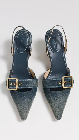 COACH Margot Denim Slingback Heels