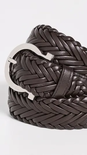 FERRAGAMO Intreccio Woven Leather Belt