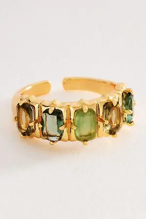 Anthropologie Crystal Baguette Ring - Green
