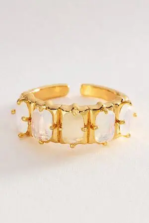 Anthropologie Crystal Baguette Ring - White