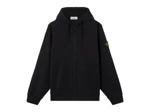 Stone Island Organic Cotton Fleece Zip-up Sweatshirt - Black