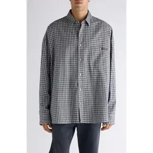 Acne Studios Soffia Relaxed Fit Check Flannel Button-up Shirt