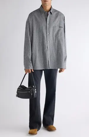 Acne Studios Soffia Relaxed Fit Check Flannel Button-up Shirt