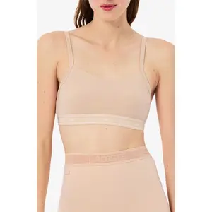 Lacoste Stretch Cotton Bralette - Biscuit