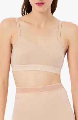 Lacoste Stretch Cotton Bralette - Biscuit