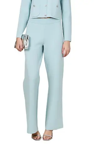 Endless Rose Relaxed Fit Wide Leg Sweater Pants - Powder Blue