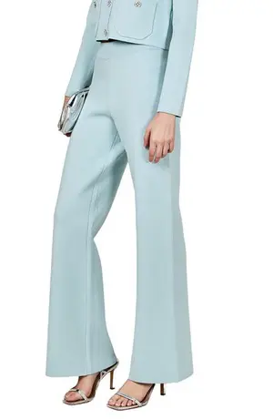 Endless Rose Relaxed Fit Wide Leg Sweater Pants - Powder Blue