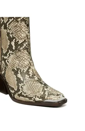 Tory Burch Western Boot - Beige Snake Print Leather