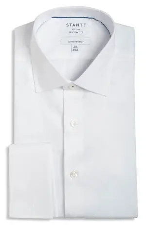 STANTT Contemporary Fit Cotton Dobby Tuxedo Shirt