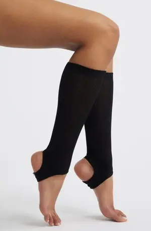 HIGH HEEL JUNGLE Show Pony Cotton Blend Rib Stirrup Socks - Black