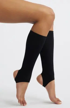 HIGH HEEL JUNGLE Marnie Cotton Blend Rib Stirrup Socks - Black