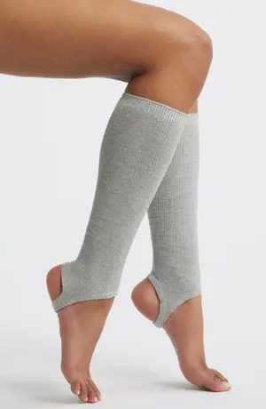 HIGH HEEL JUNGLE Marnie Cotton Blend Rib Stirrup Socks - Grey
