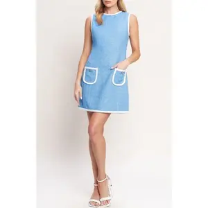 FLYING TOMATO Tweed Mini Dress - Blue
