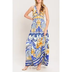 FLYING TOMATO Printed Sleeveless Maxi Dress