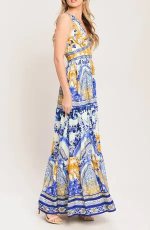 FLYING TOMATO Printed Sleeveless Maxi Dress