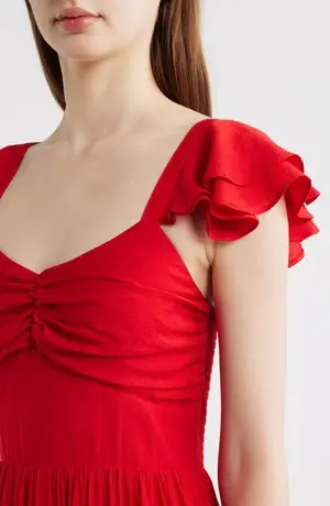FLYING TOMATO Tiered Ruffle Maxi Dress - Red