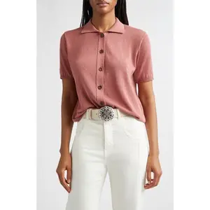 Eleventy Micro Sequin Silk & Cotton Polo