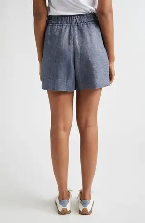 Eleventy Linen-blend Chambray Bermuda Shorts