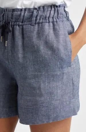 Eleventy Linen-blend Chambray Bermuda Shorts