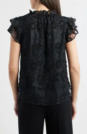 Anne Klein Ruffle Sleeve Lace Top