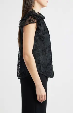 Anne Klein Ruffle Sleeve Lace Top