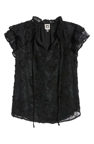 Anne Klein Ruffle Sleeve Lace Top