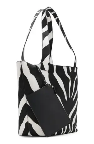 Mango Zebra Stripe Calf Hair And Leather Tote Bag