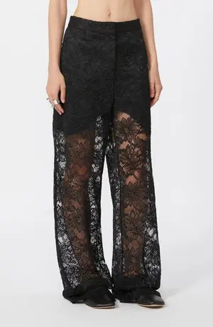 Sportmax Lace Wide Leg Pants - Black