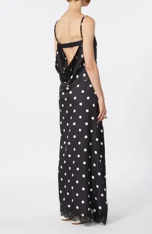 Sportmax Capo Polka Dot Lace Trim Silk Slipdress