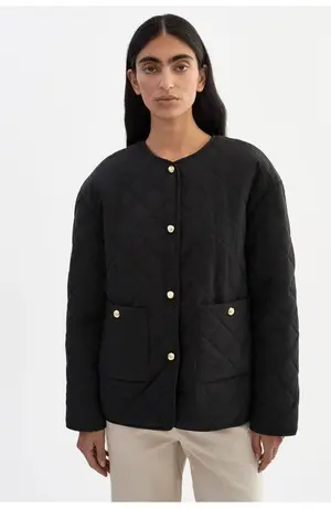 LAMARQUE Hera Quilted Collarless Jacket - Black