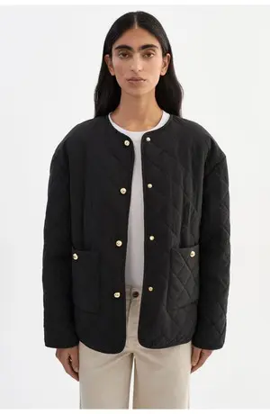 LAMARQUE Hera Quilted Collarless Jacket - Black