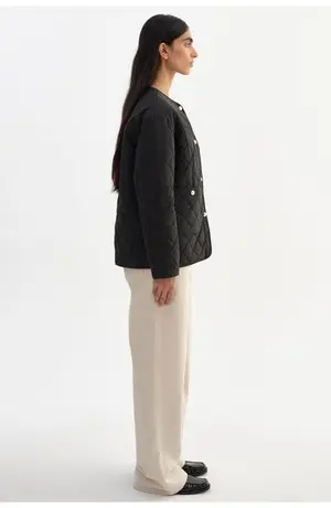 LAMARQUE Hera Quilted Collarless Jacket - Black