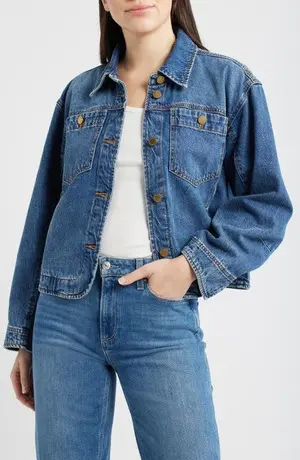 Wit & Wisdom Cropped Denim Trucker Jacket