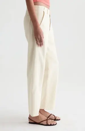 Ag High-waist Ankle Straight Leg Twill Pants - Opal Stone