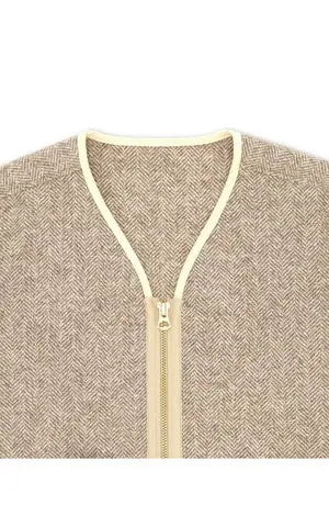 FORTELA Herringbone Wool Jacket - Beige