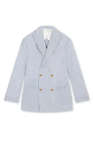 FORTELA Oscar Double Breasted Seersucker Cotton Blazer Jacket