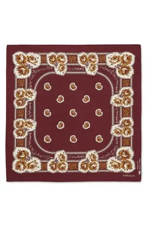 FORTELA Floral Print Cotton Bandana - Burgundy